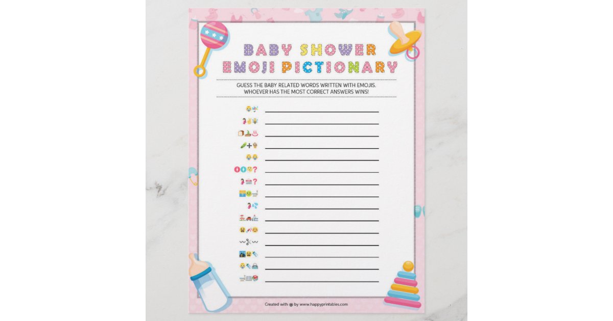 Baby Emoji Pictionary [Baby Basics Pink] Letterhead | Zazzle