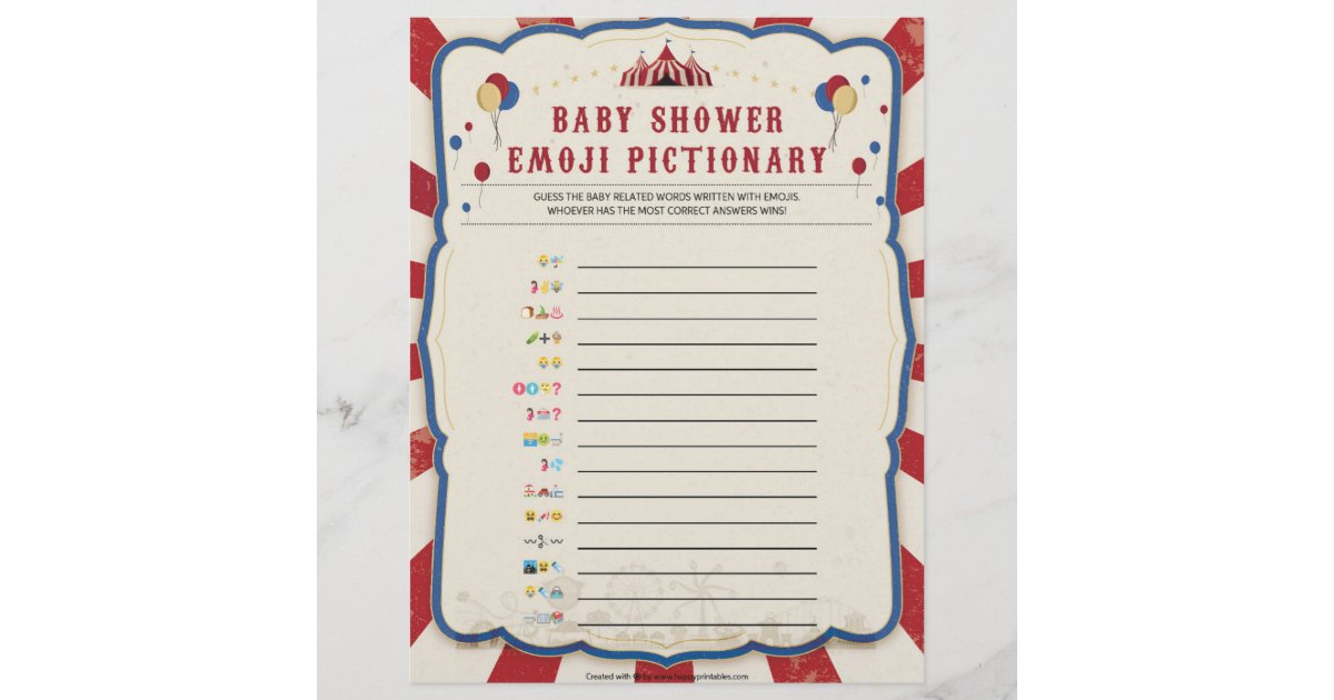 Baby Emoji Pictionary [Circus Theme] Letterhead | Zazzle