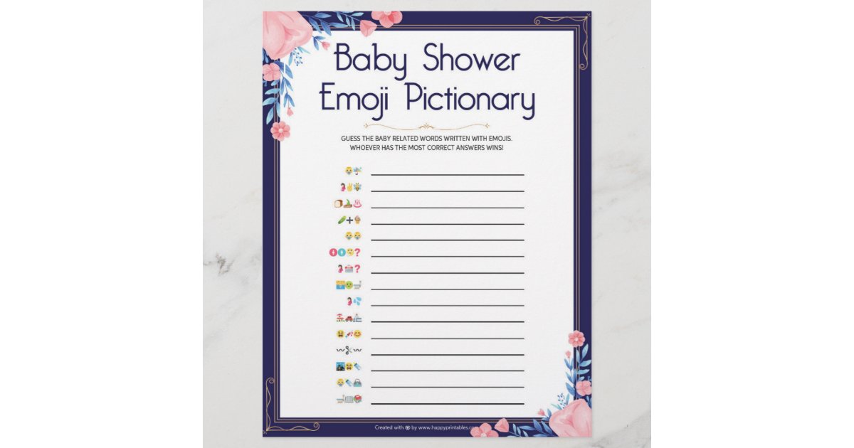Baby Emoji Pictionary [Floral Frame] Letterhead | Zazzle