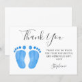 Baby Feet Blue Baby Shower Thank You Card | Zazzle