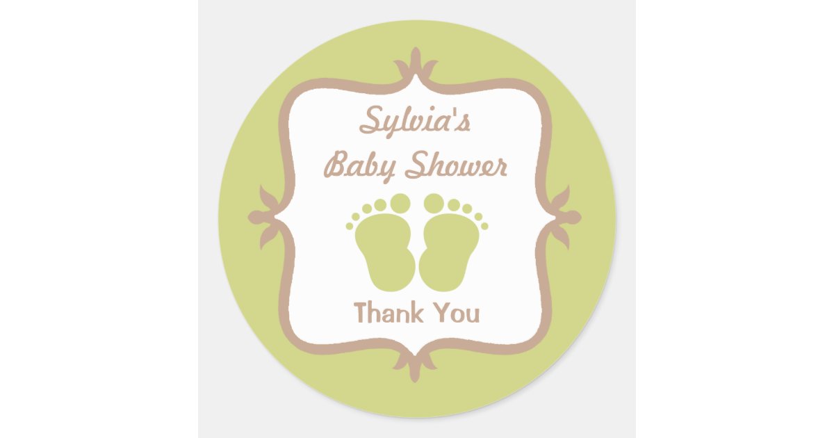 Baby Feet Green Round Sticker | Zazzle