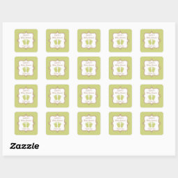 Baby Feet Green Square Sticker | Zazzle