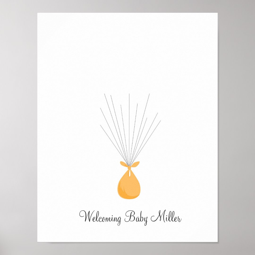 Baby Fingerprint Balloons - Orange Poster | Zazzle
