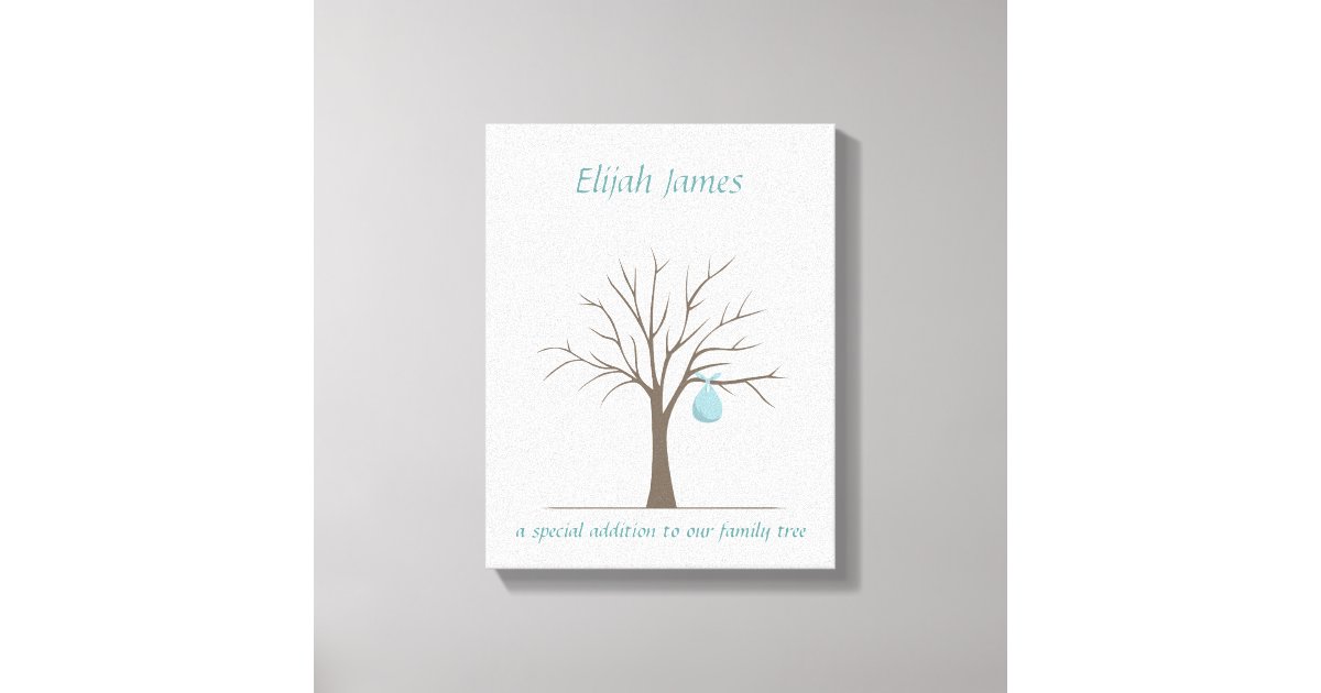 Baby Fingerprint Tree – Blue Canvas Print | Zazzle