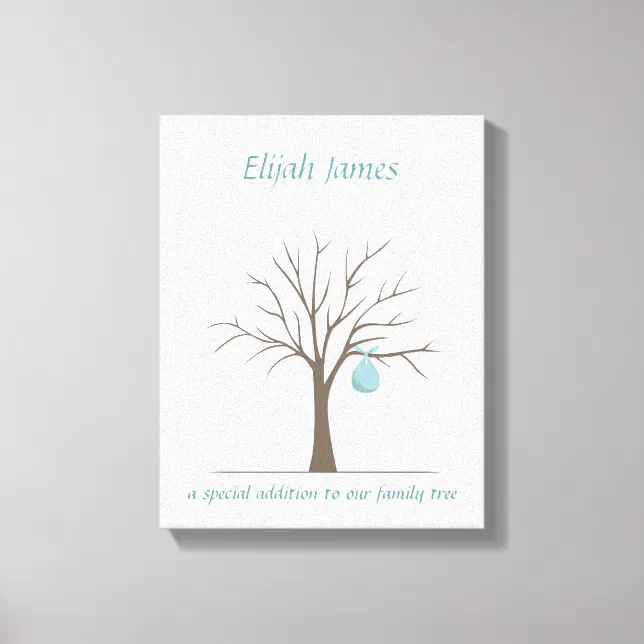 Baby Fingerprint Tree – Blue Canvas Print | Zazzle