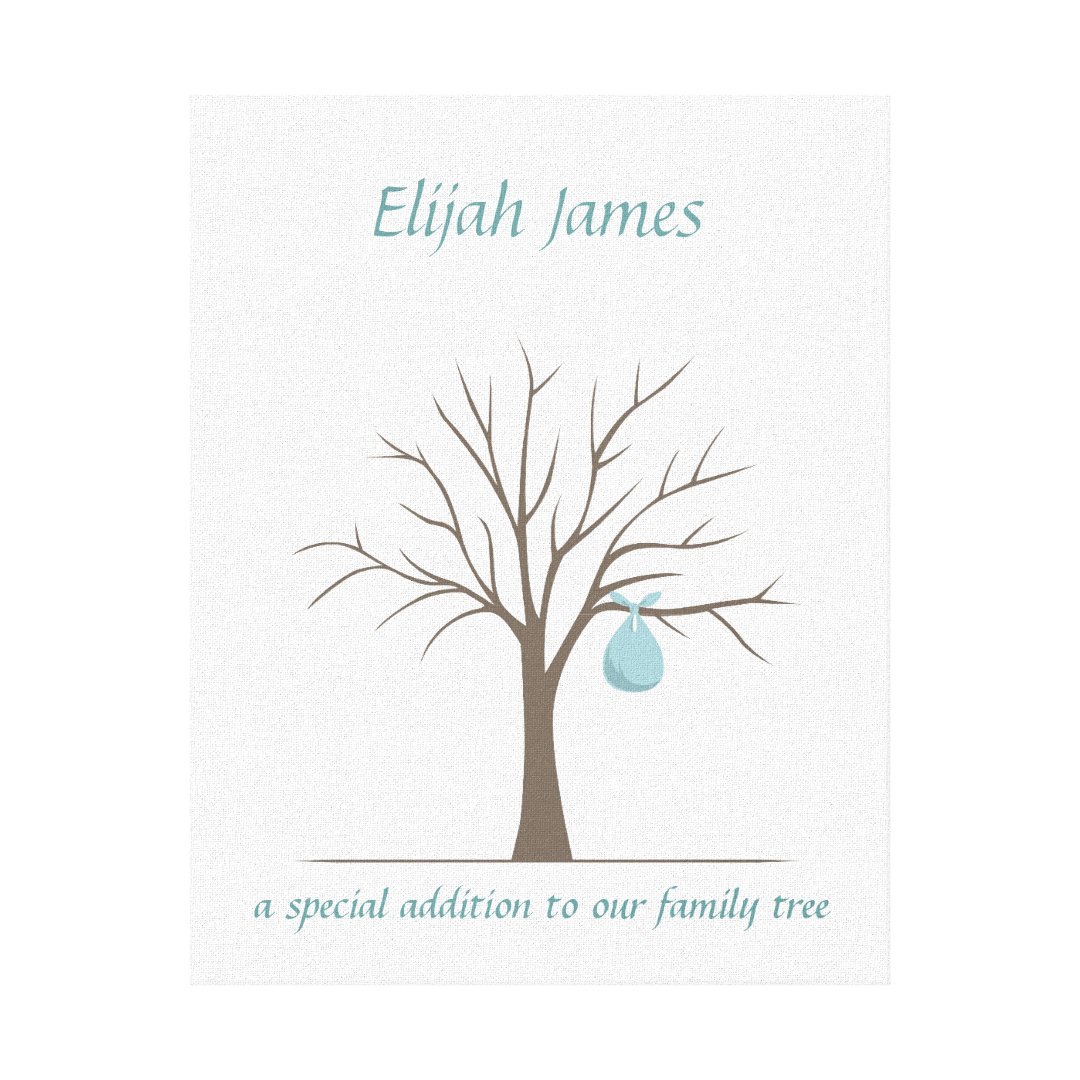 Baby Fingerprint Tree – Blue Canvas Print | Zazzle