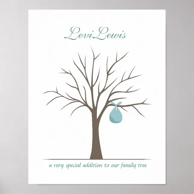 Baby Fingerprint Tree - Blue Poster | Zazzle