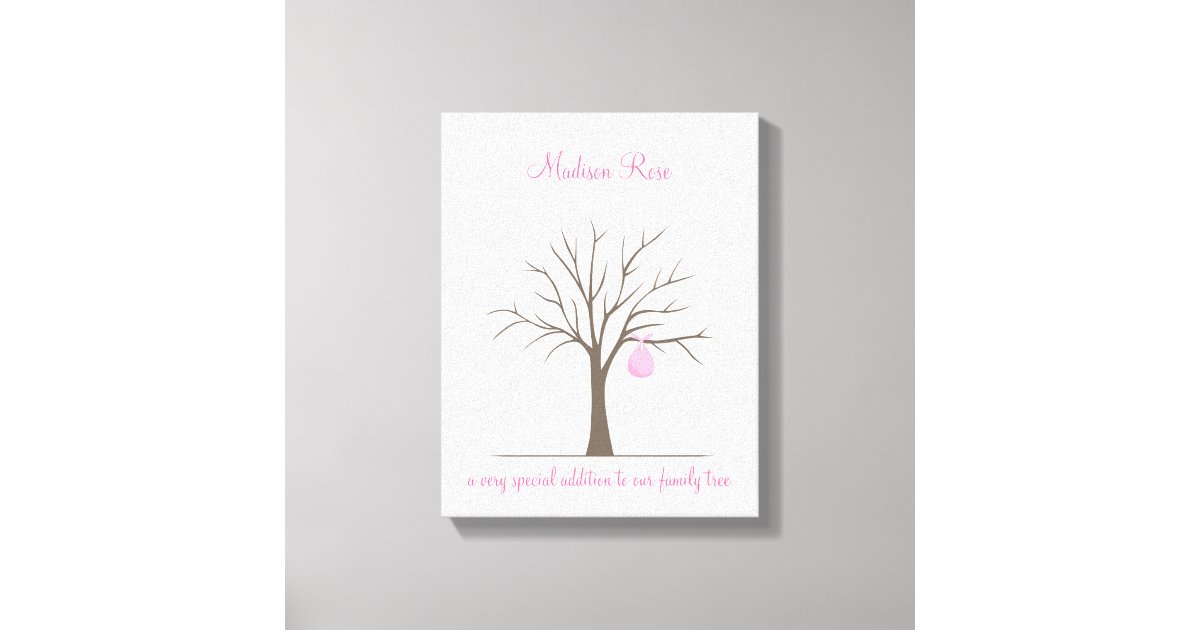 Baby Fingerprint Tree – Pink Canvas Print | Zazzle