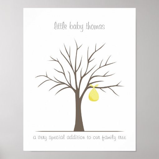 Baby Fingerprint Tree - Yellow Poster | Zazzle
