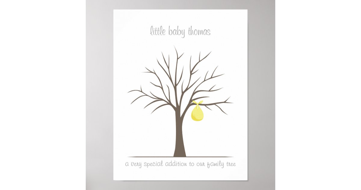 Baby Fingerprint Tree - Yellow Poster | Zazzle