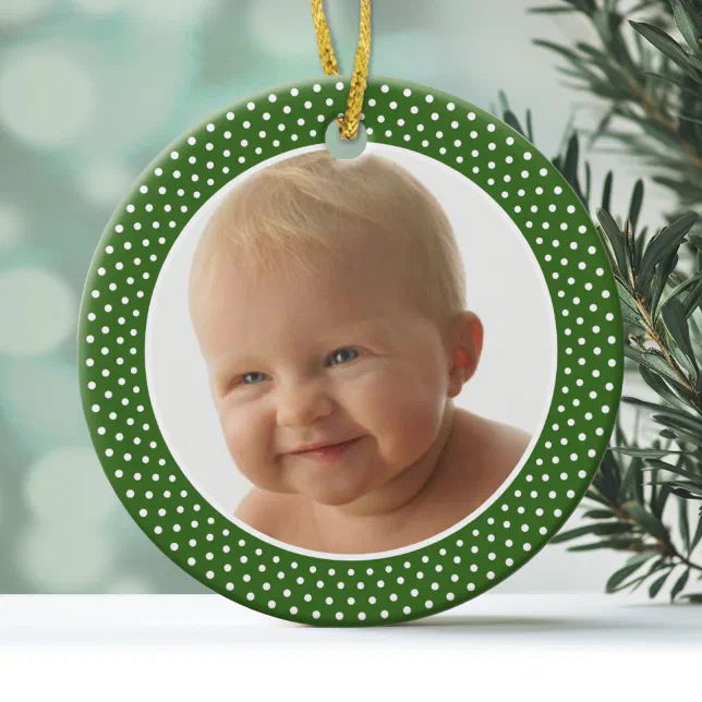 Baby' First Christmas - PHOTO FRAME Ceramic Ornament | Zazzle