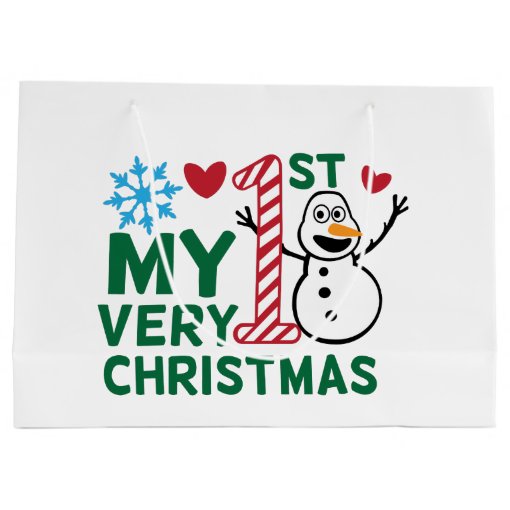 Baby first Christmas word art Large Gift Bag | Zazzle