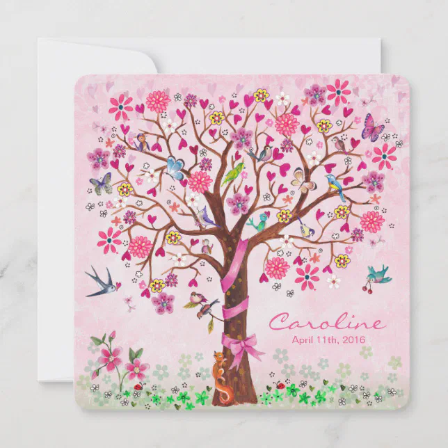 Baby Flower Tree of Life | Birth Announcement Girl | Zazzle