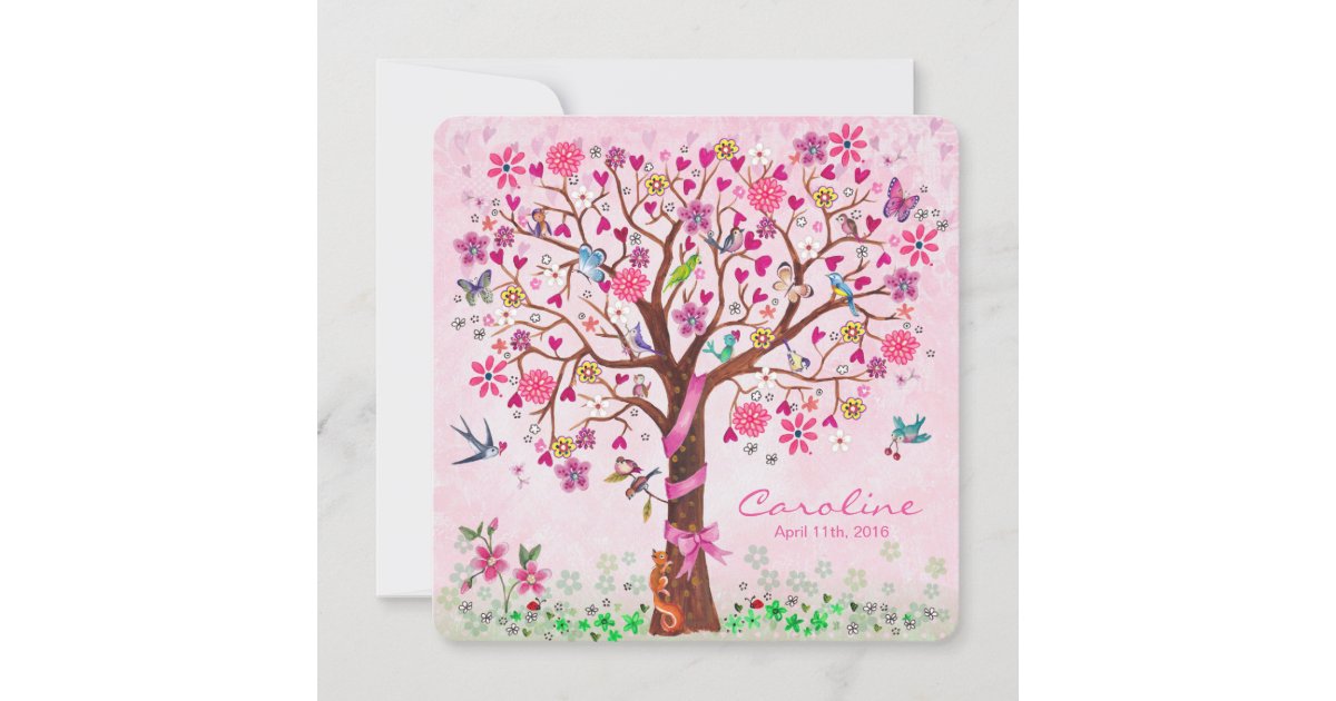 Baby Flower Tree of Life | Birth Announcement Girl | Zazzle