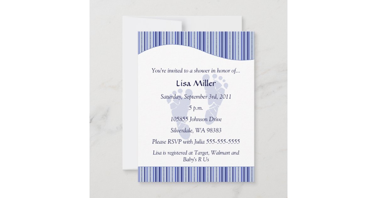 Baby Footprints Baby Shower - Blue Invitation | Zazzle