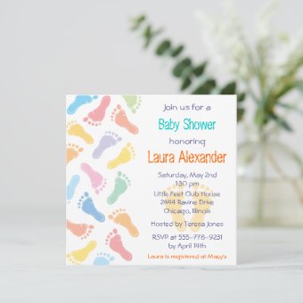 Baby Footprints- Baby Shower Invitation | Zazzle
