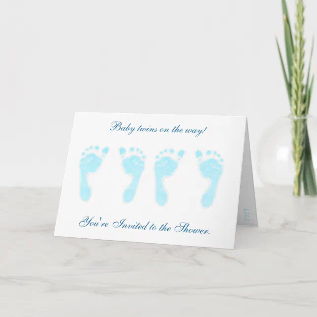 Baby Footprints (Boy Twins) Invitation | Zazzle