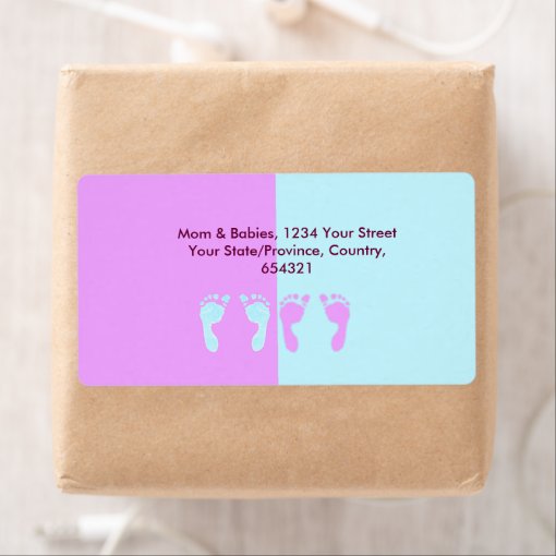 Baby Footprints (Girl/Boy Twins) Label | Zazzle