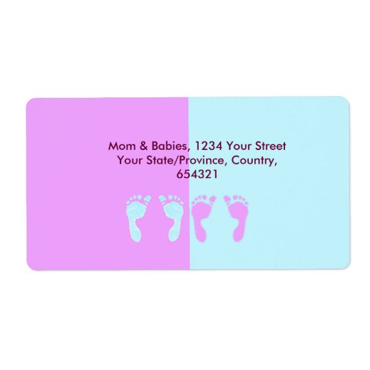 Baby Footprints (Girl/Boy Twins) Label | Zazzle.com