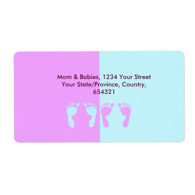 Baby Footprints (Girl/Boy Twins) Label | Zazzle