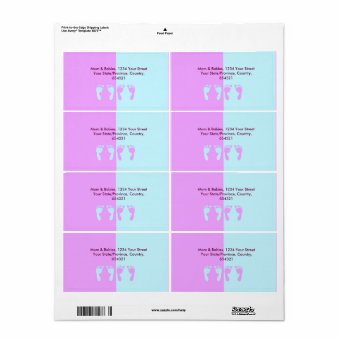 Baby Footprints (Girl/Boy Twins) Label | Zazzle