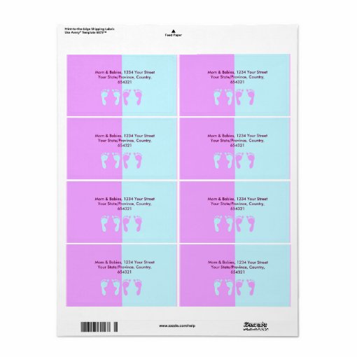 Baby Footprints (Girl/Boy Twins) Label | Zazzle