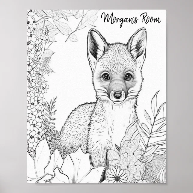coloring pages baby fox
