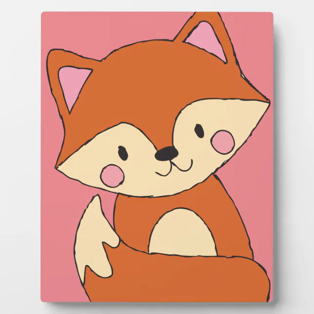 Baby Fox Drawing Cute Fox Art Baby Fox Design Plaque | Zazzle