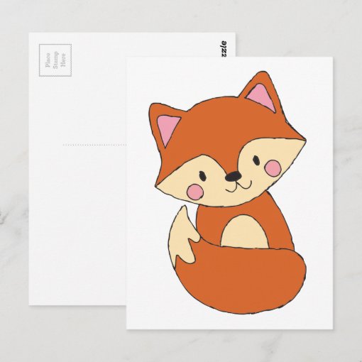 Baby Fox Drawing Cute Fox Art Baby Fox Design Postcard | Zazzle