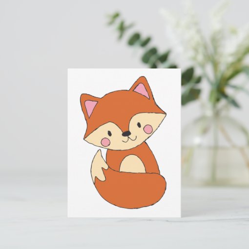 Baby Fox Drawing Cute Fox Art Baby Fox Design Postcard | Zazzle