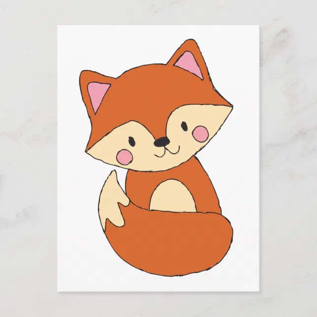 Baby Fox Drawing Cute Fox Art Baby Fox Design Postcard | Zazzle
