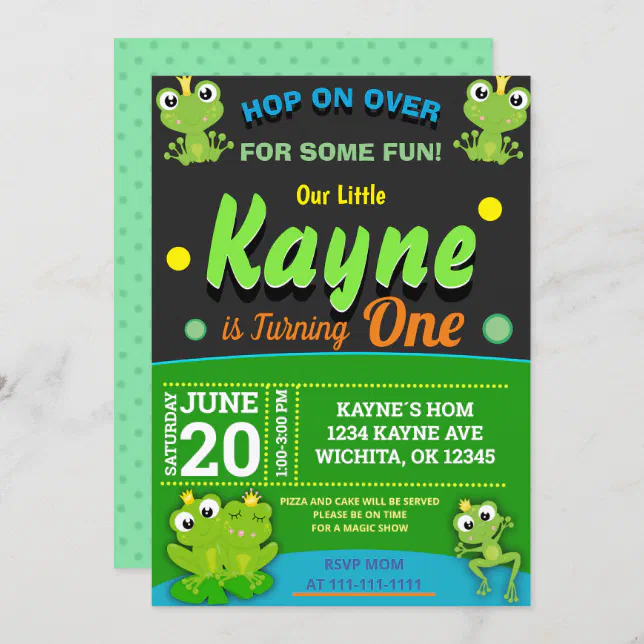BABY FROG 1ST BIRTHDAY INVITATION TEMPLATE | Zazzle