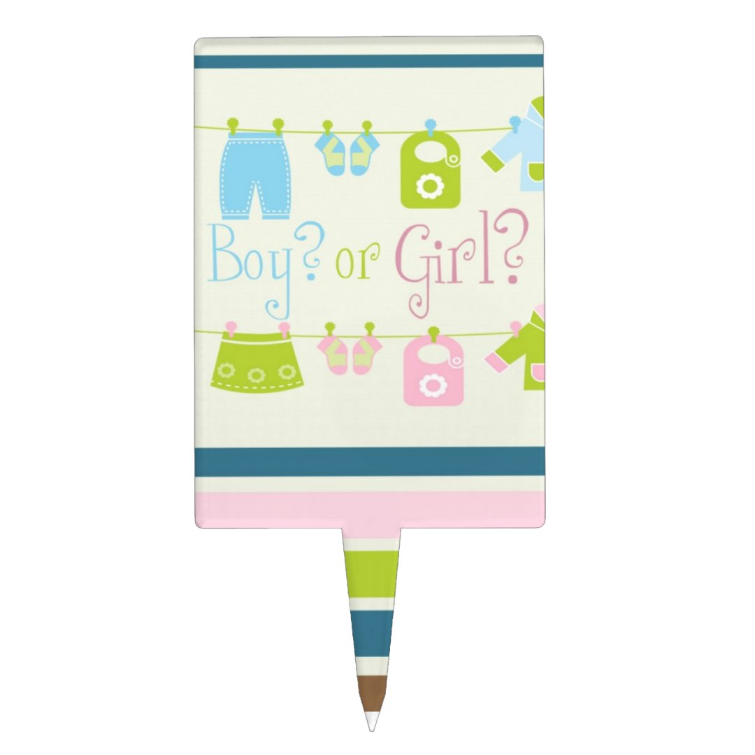 Baby Gender Reveal Baby Clothesline Cake Topper Pi | Zazzle