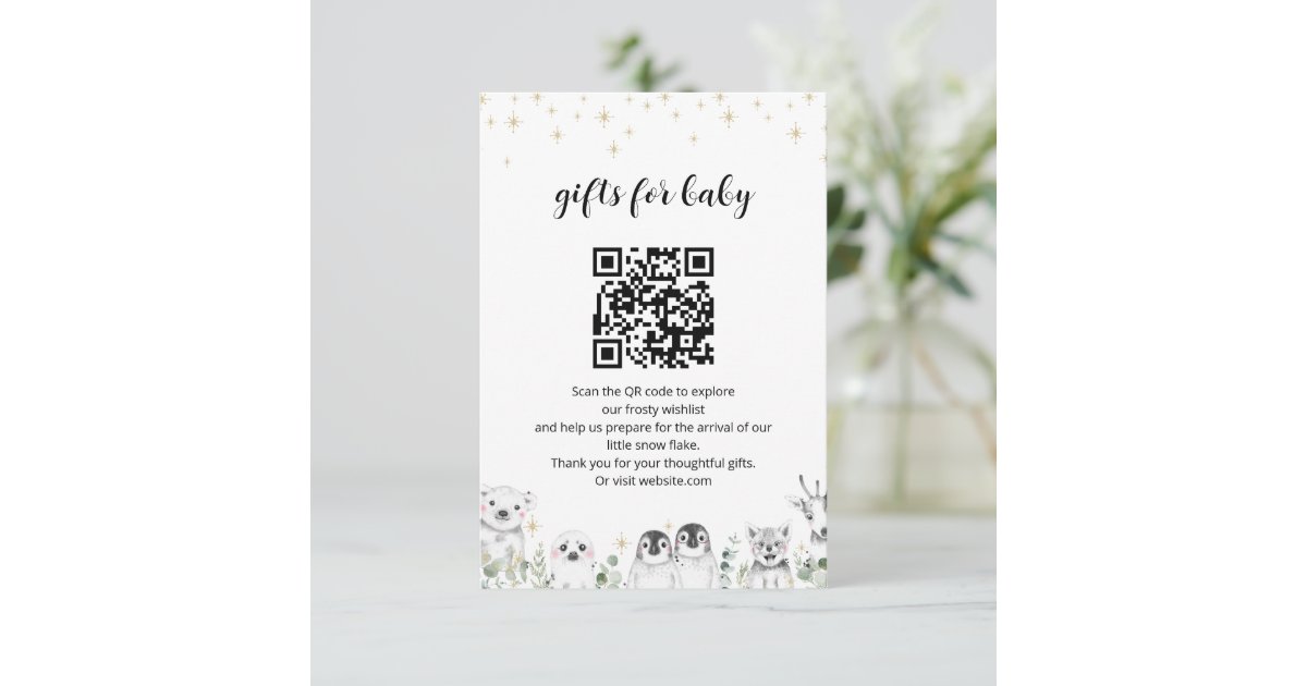 Baby gifts registry winter animals Baby Shower Enclosure Card | Zazzle