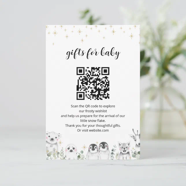Baby gifts registry winter animals Baby Shower Enclosure Card | Zazzle