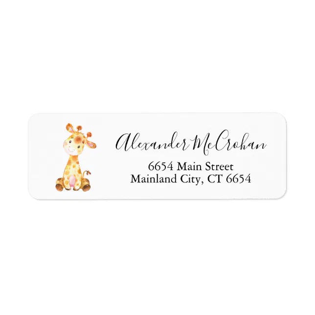 Baby Giraffe Return Address Label | Zazzle