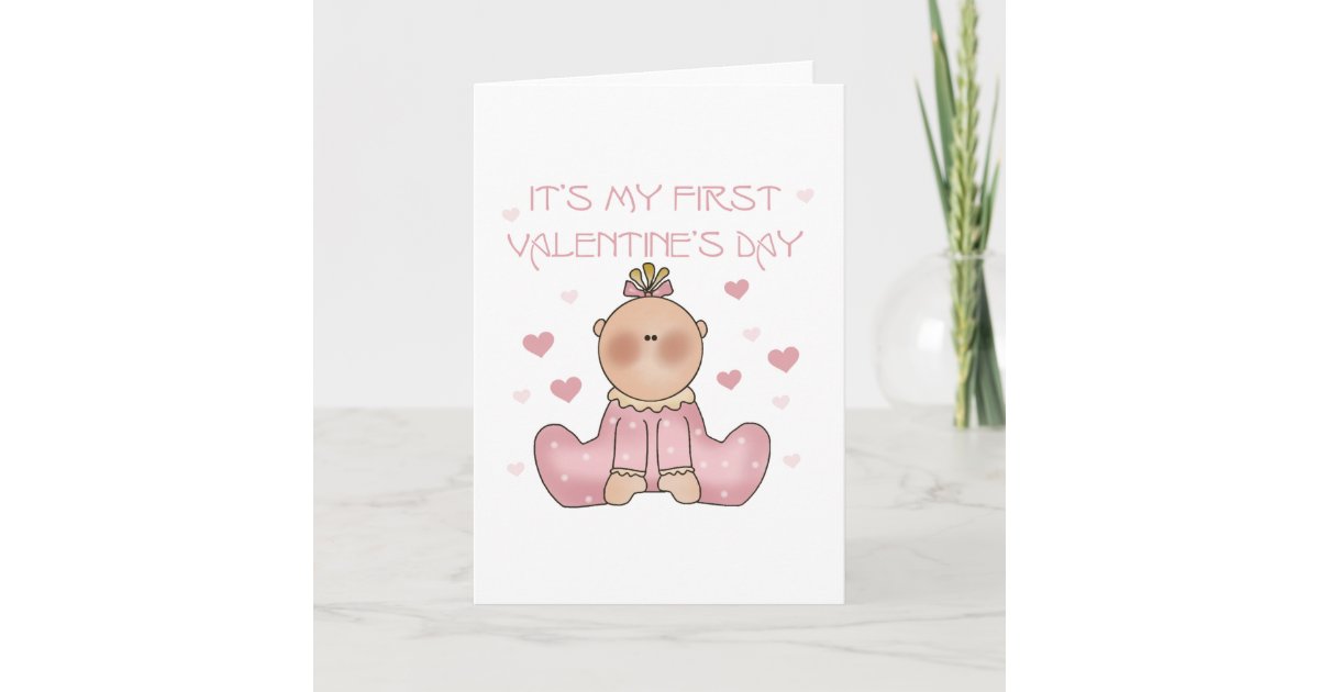 Baby Girl 1st Valentine's Day Holiday Card | Zazzle