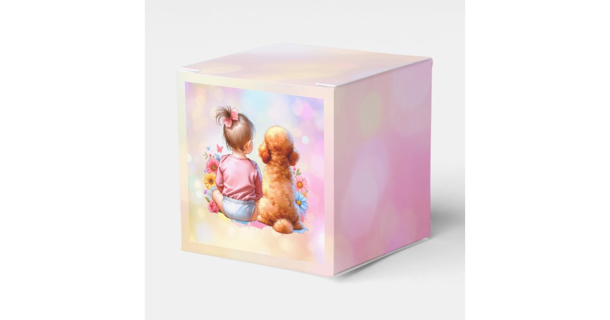 Baby Girl and an Apricot Poodle Favor Boxes | Zazzle