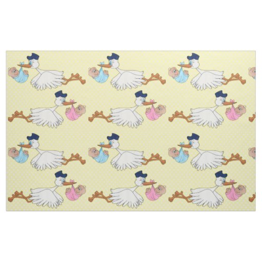 Baby Girl and Boy Stork Design Pattern Fabric | Zazzle.com