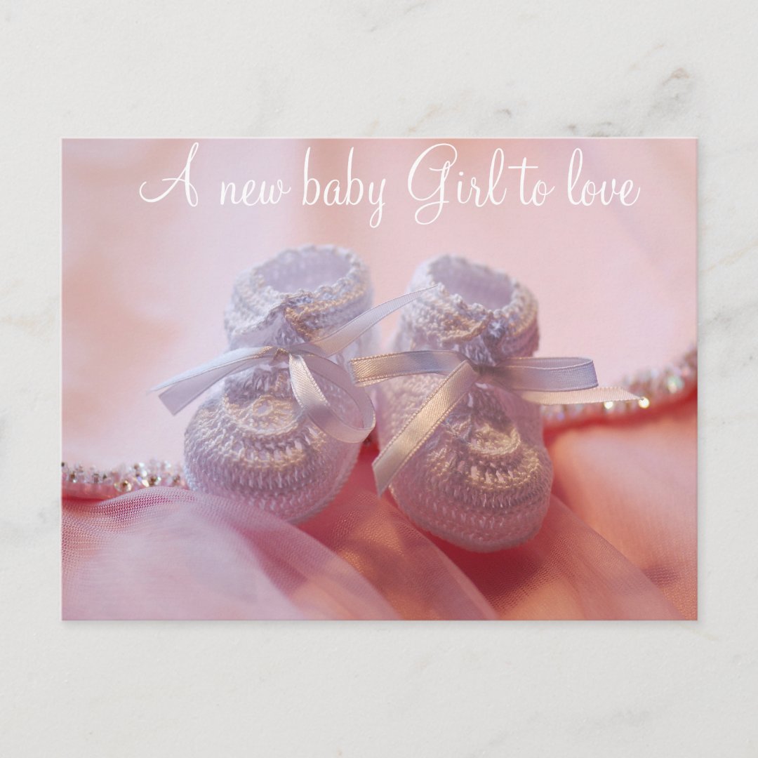 Baby Girl Announcement Postcard | Zazzle