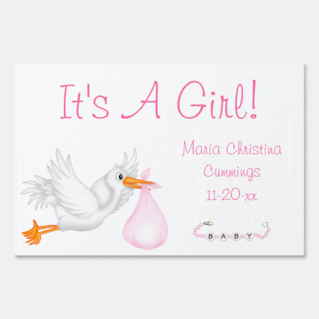 Baby Girl Announcement Yard Sign | Zazzle
