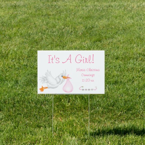 Baby Girl Announcement Yard Sign | Zazzle