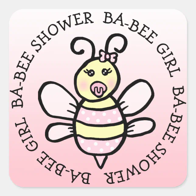 Baby Girl Ba-Bee Shower Square Sticker | Zazzle