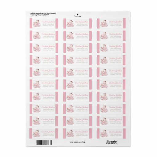 Baby Girl Baby Shower Return Address Labels | Zazzle