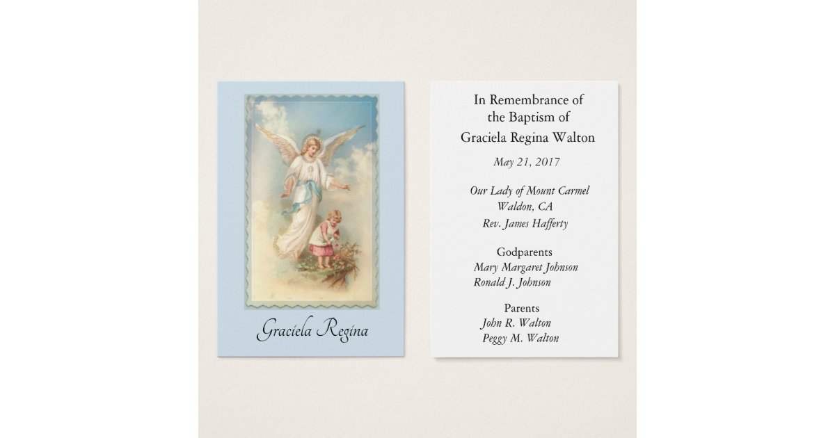 Baby Girl Baptismal Remembrance Holy Card | Zazzle