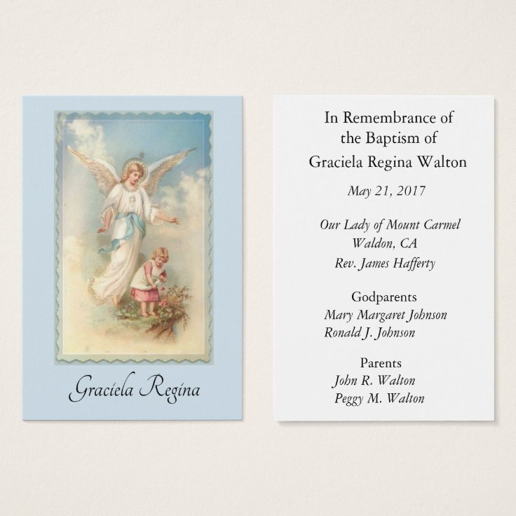 Baby Girl Baptismal Remembrance Holy Card | Zazzle