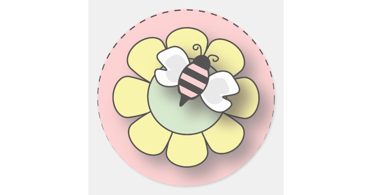 Baby Girl Bee in Pink Classic Round Sticker | Zazzle