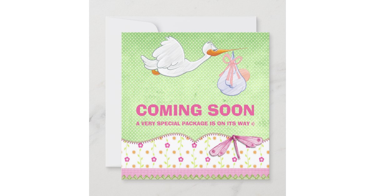 Baby Girl Bird Delivery Pregnancy Announcement | Zazzle