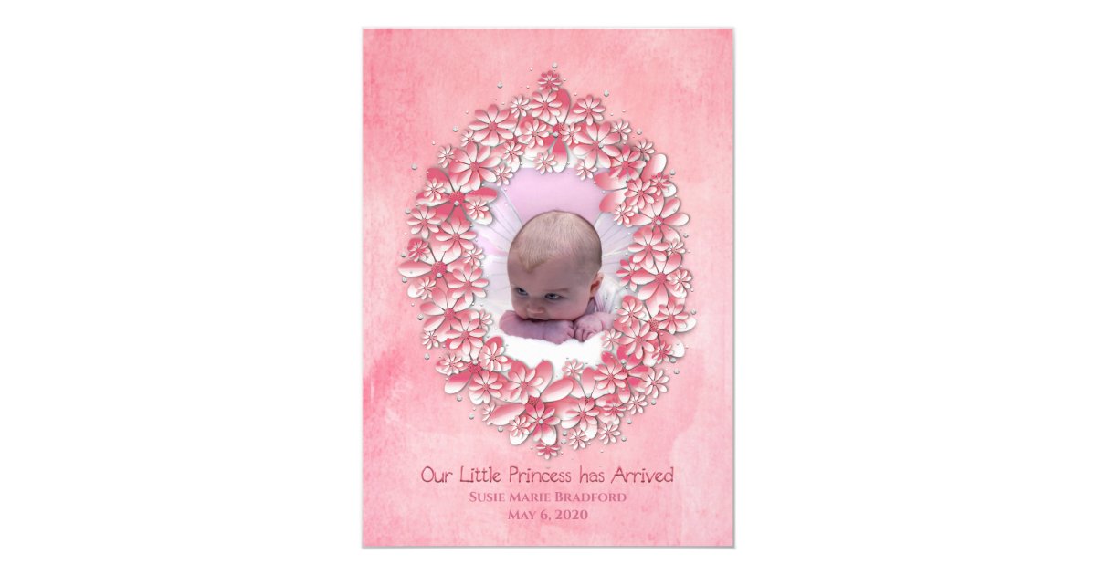 Baby Girl Birth Announcement, Pink, photo/name Invitation | Zazzle.com