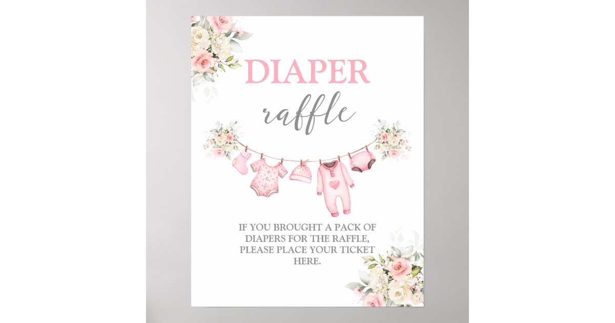 Baby Girl Clothes Diaper Raffle sign | Zazzle